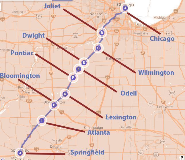 Mapa de recorrido de Chicago a Springfield - Viajes Personalizados a ...